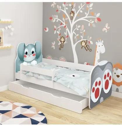 Dětská postel ACMA VII Králík 140x70 cm se šuplíkem + matrace zdarma