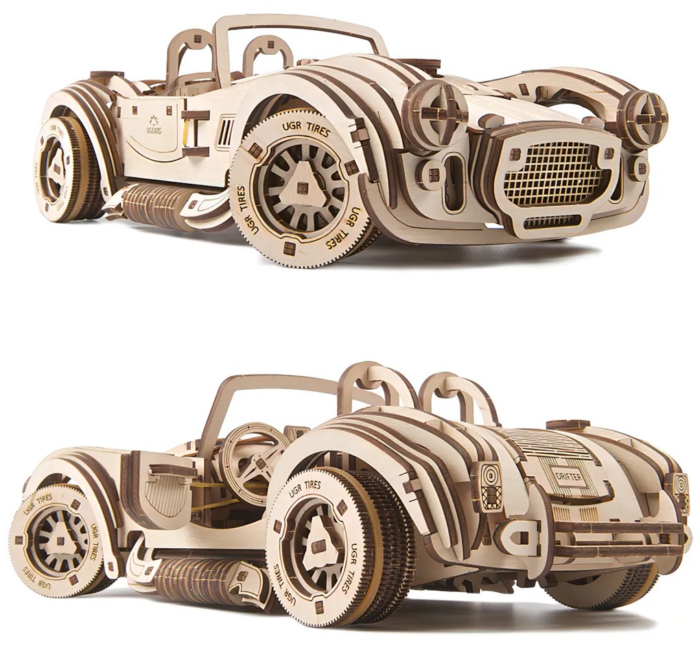 Ugears 3D dřevěné mechanické puzzle Driftující závoďák Cobra