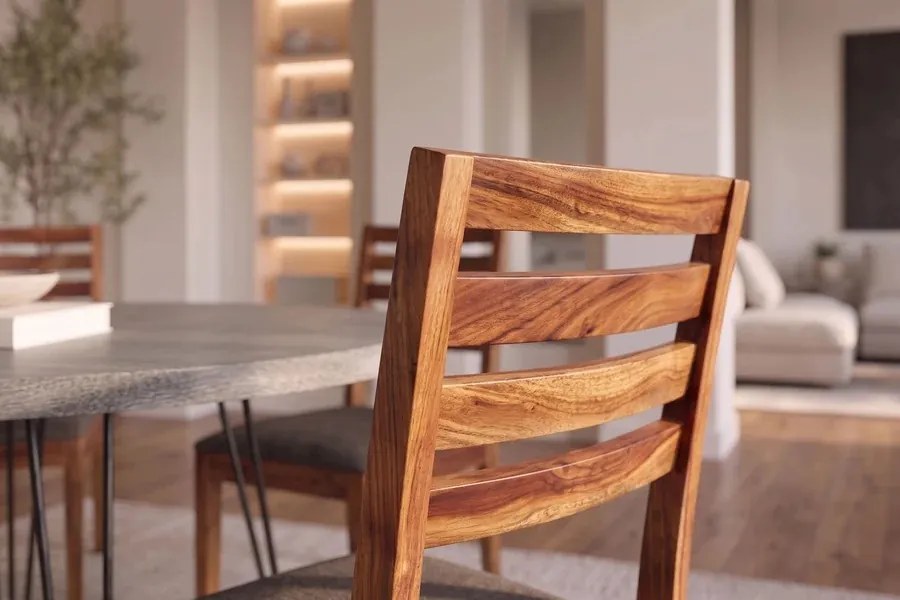 Designová židle Timber Sheesham / šedo-hnědá