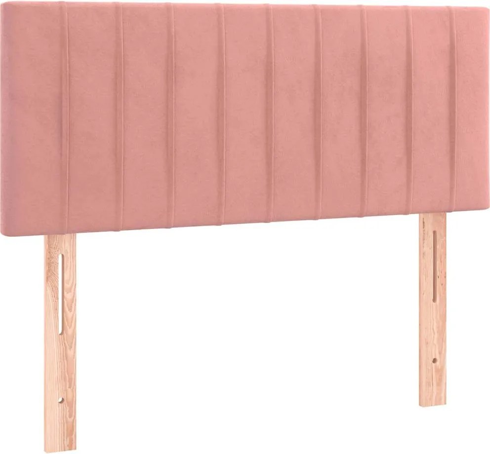 Box spring postel s matrací a LED růžová 90x190 cm samet 3134500