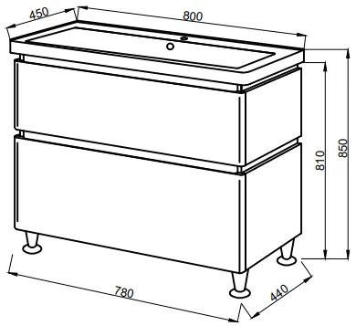 Lavedo Lion Komo I 80 White koupelnová skříňka s umyvadlem
