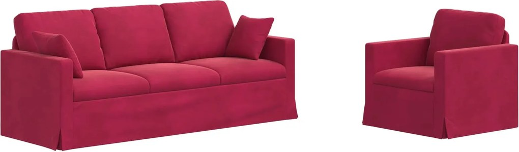 Set pohovek 2 ks Víno Červené samet 3407600