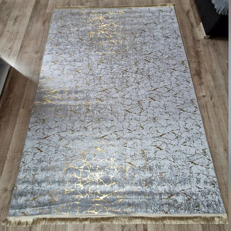 HU Šedo-zlatý moderní koberec Parys Šedé zlato Rozměr: 50x80 cm