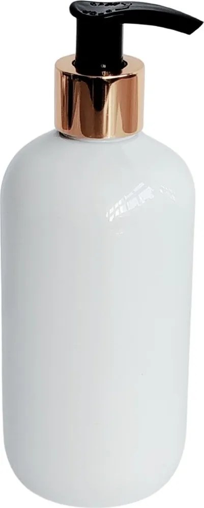 Dávkovač na mýdlo 300 ml bílý s černo-zlatou pumpičkou BELA