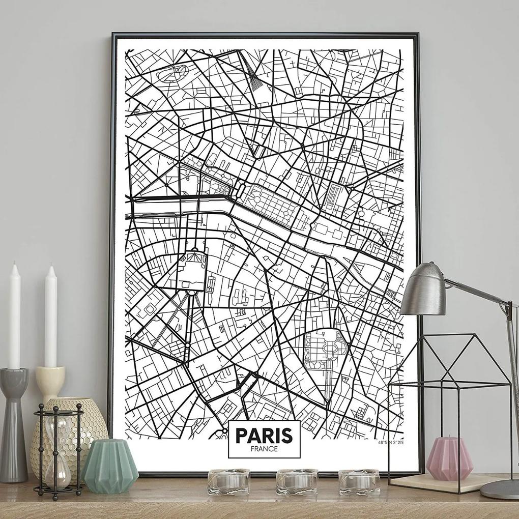 DecoKing - Nástěnný plakát - Map - Paříž-50x70 cm