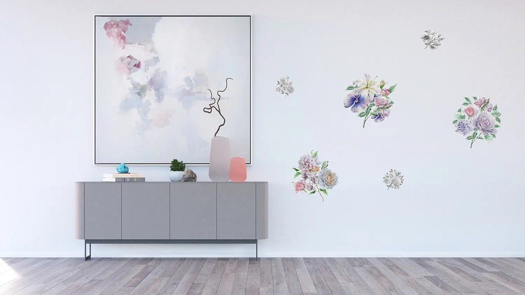 Samolepka na zeď Jemné Fialové Květy | 65 x 85 cm | DF1064