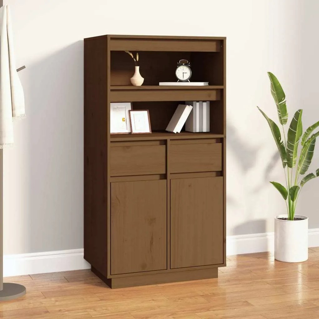 vidaXL Skříň highboard 60 x 40 x 116,5 cm masivní borové dřevo [814535] Barva: Bílá