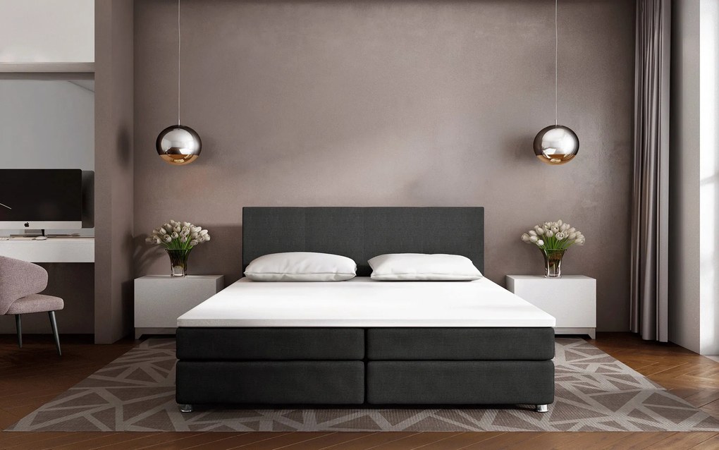 M&B postele Boxspring postel ATHENE bez úložného prostoru Velikost postele: 200 × 200 cm, Výběr matrace: Taštičková zónová matrace - měkká (70–110 kg)