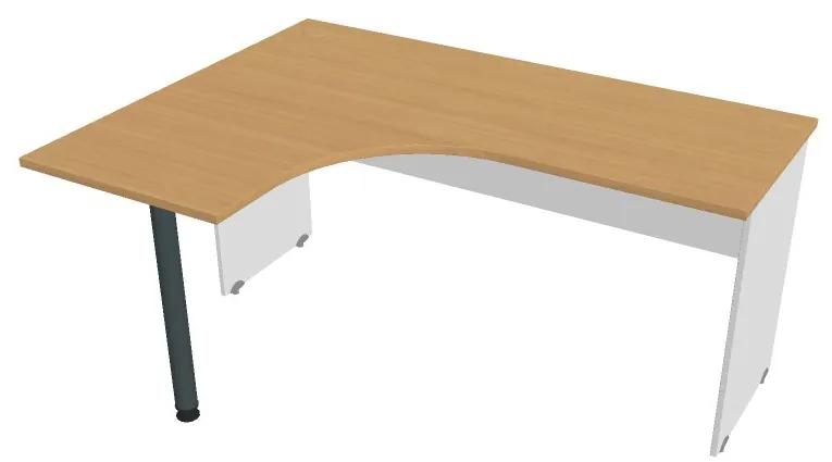 Stůl ergo pravý 160*120 cm - Hobis Gate GE 60 P Dekor stolové desky: buk, Dekor lamino podnože: bílá, Barva nohy: černá