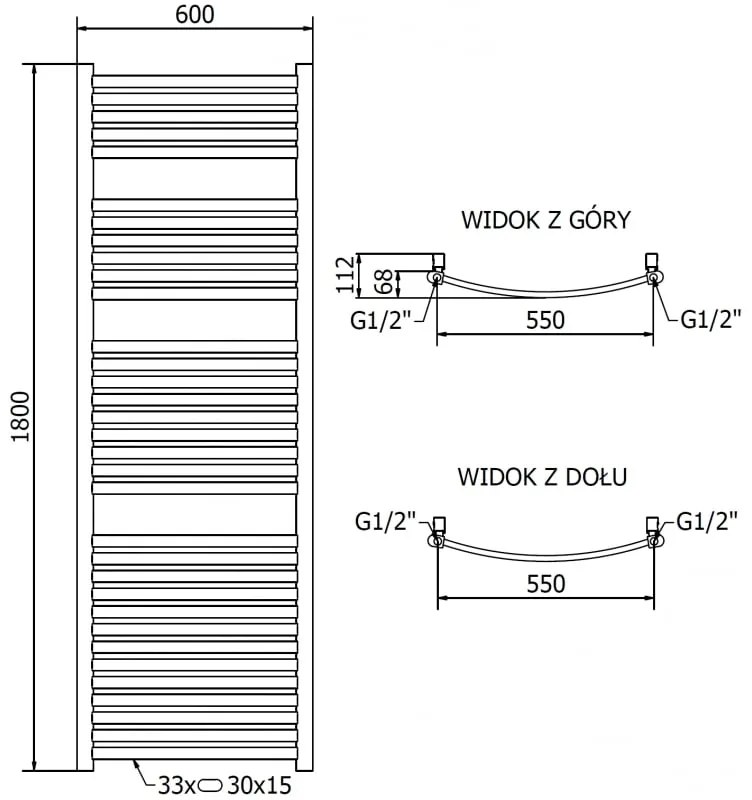 Mexen Helios, topné těleso 1800x600 mm, 786 W, zlatá lesklá, W103-1800-600-00-50