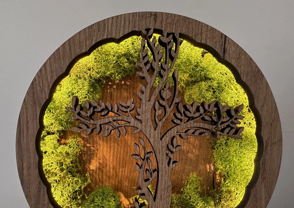 Li-Go "Kříž v mechu" lampa 20x22 cm provedení povrchu: ořech