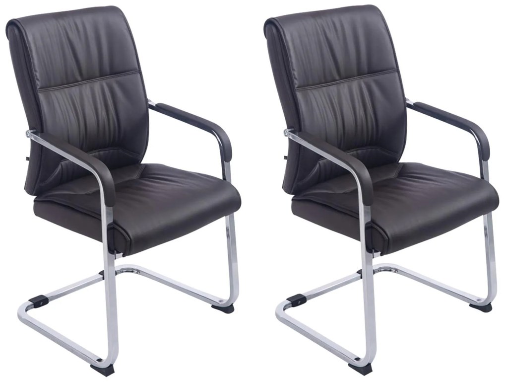 Konzolové kancelářské židle Otley - 2 ks - umělá kůže | hnědé