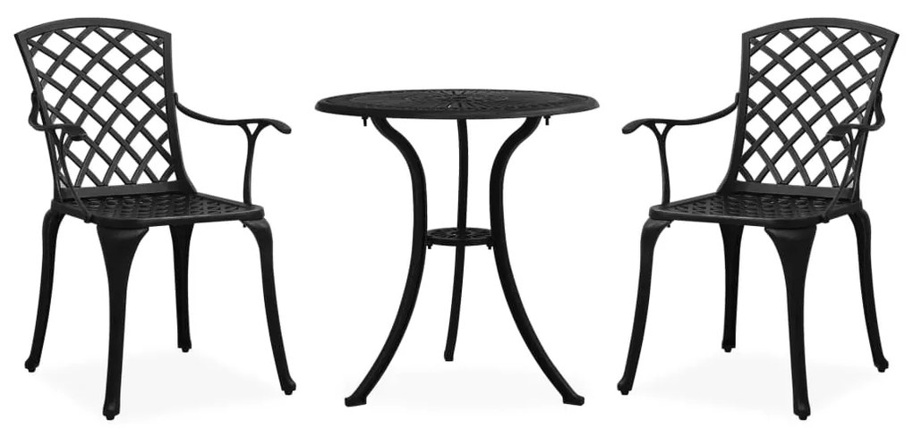 3dílný bistro set litý hliník černý 315592
