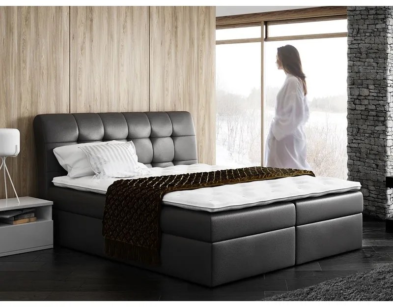 Kontinentální postel Limbo, Rozměr postele: 160x200, Barva:: ekokůže Soft 017 (bílá)