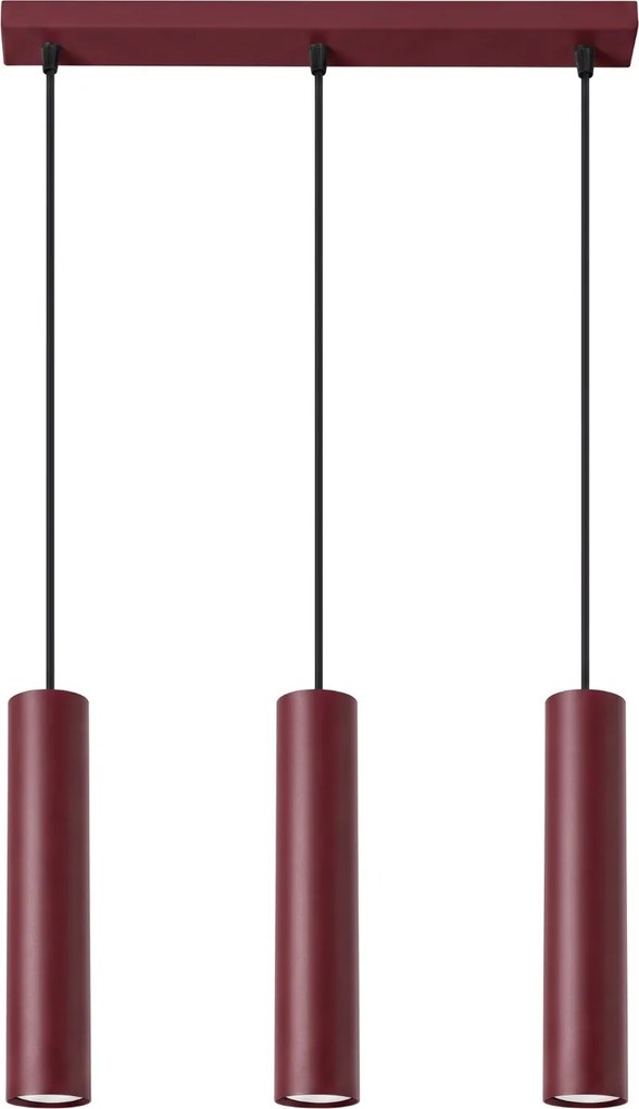 Sollux Lighting Závěsné svítidlo LAGOS 3L bordó