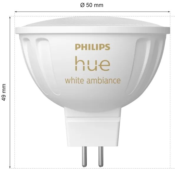 LED Stmívatelná žárovka Philips Hue WA GU5,3/MR16/5,1W/12V 2200-6500K