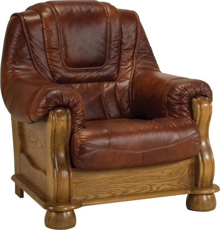 Casarredo - Komfort nábytek Rustikální křeslo MONROE kůže | potah: Kůže S-45,barva: moření 01 bílá