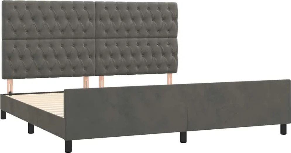Rám postele bez matrace tmavě šedý 200 x 200 cm samet 3125959