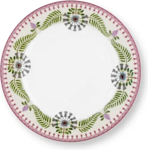 Pip Studio Lily &amp; Lotus talíř Ø23cm, bílý (talíř tenkostěnného porcelánu)
