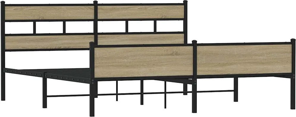 Kovový rám postele bez matrace dub sonoma 180 x 200 cm 3308504