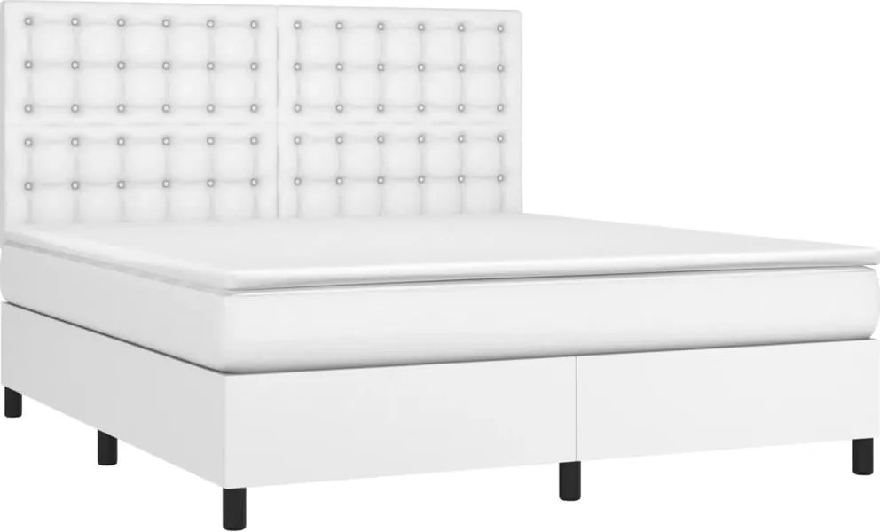 Box spring postel s matrací bílá 160x200 cm umělá kůže 3142852