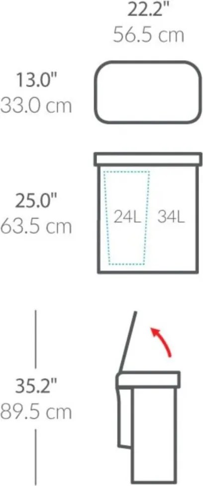 Simplehuman Dual Sensor 58 L (34/24) - nerezová ocel - Bezdotykový koš