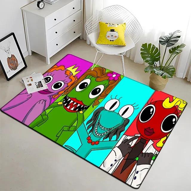 Protiskluzový koberec / předložka s barevnými motivy ze hry "Rainbow friends" vhodný do dětského pokoje (1-6) Barva: 3, Velikost: 100 cm x 150 cm