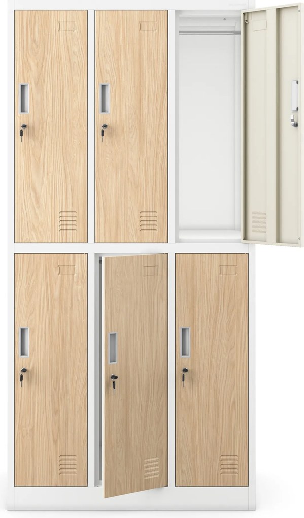 Šatní skříň 6-dveřová, bílá/dub sonoma, 900x1850x450 mm: IGOR Eco Design