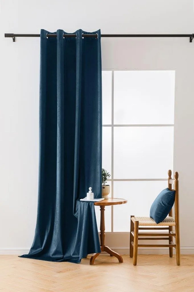 Petrolejový zatemňovací závěs VELVET 140x270 cm Zavěšení: Řasící páska