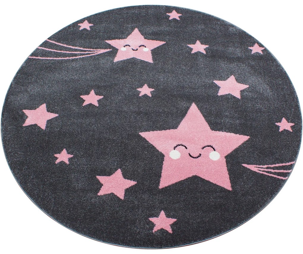 Ayyildiz koberce AKCE: 120x120 (průměr) kruh cm Dětský kusový koberec Kids 610 pink kruh - 120x120 (průměr) kruh cm