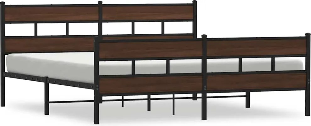 Kovový rám postele bez matrace hnědý dub 183 x 213 cm 3308479