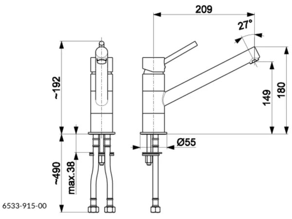KFA Armatura 6533-915-00 - Dřezová baterie ANDRA lesklý chrom
