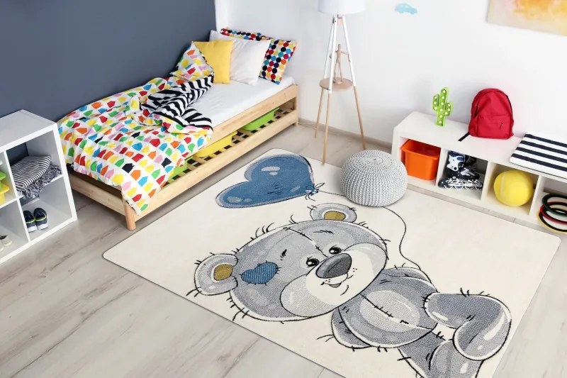 Dywany Łuszczów, Dětský kusový koberec Petit E1593 Teddy bear cream, 140x190, šedá, dětský pokoj