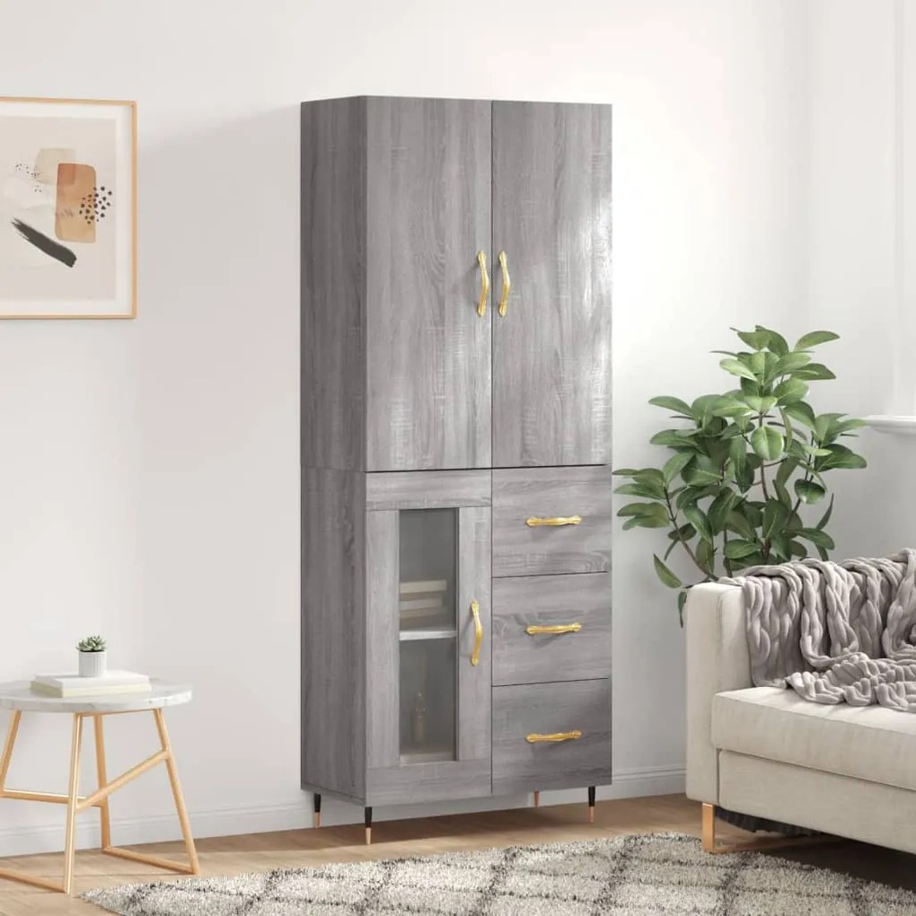 Skříň highboard šedá sonoma 69,5 x 34 x 180 cm kompozitní dřevo