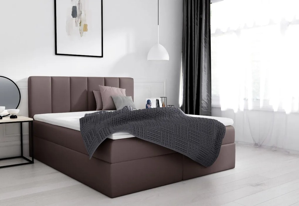 Čalouněná postel boxspring SORA + topper, 140x200, madryt 928