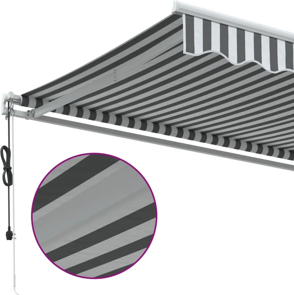 Automatická zatahovací markýza antracitová a bílá 350 x 250 cm 3310227
