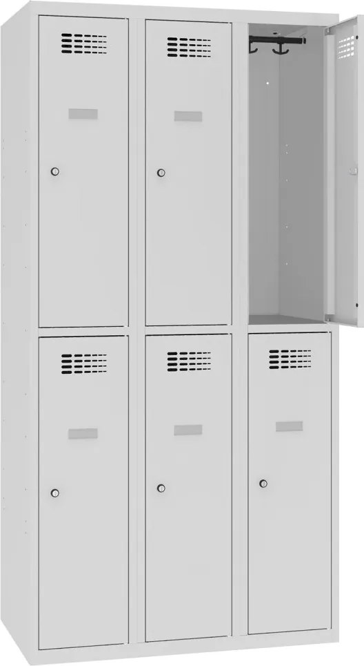 MALOW Šatní skříň dělená Sus 332 W šířka 900 mm [světle šedá, světle šedá, cylindrický zámek]