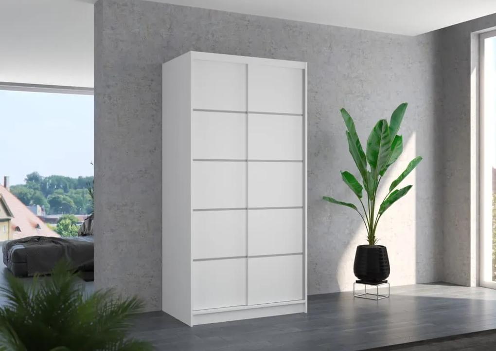 Šatní skříň s posuvnými dveřmi Riva - 100 cm Barva: Černá/Bílá
