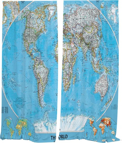 IMPAR Závěsy Mapa (Rozměr : 140x250, Materiál: Interlock)