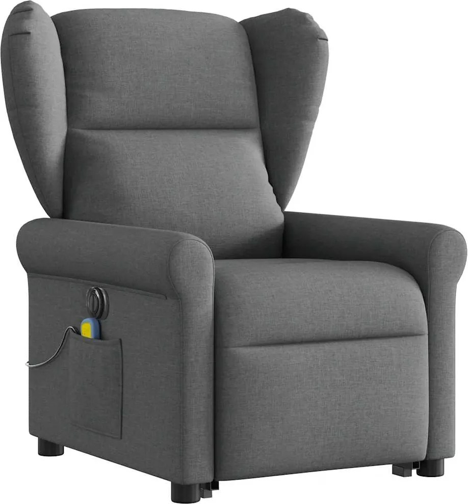 Elektrické zvedací masážní polohovací křeslo tmavě šedé textil 3303405