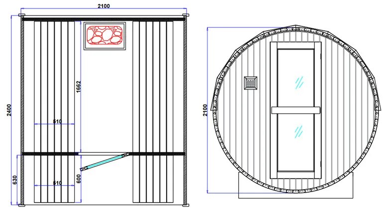 BPS-koupelny Finská zahradní sudová sauna  210x240, 4-6 osob