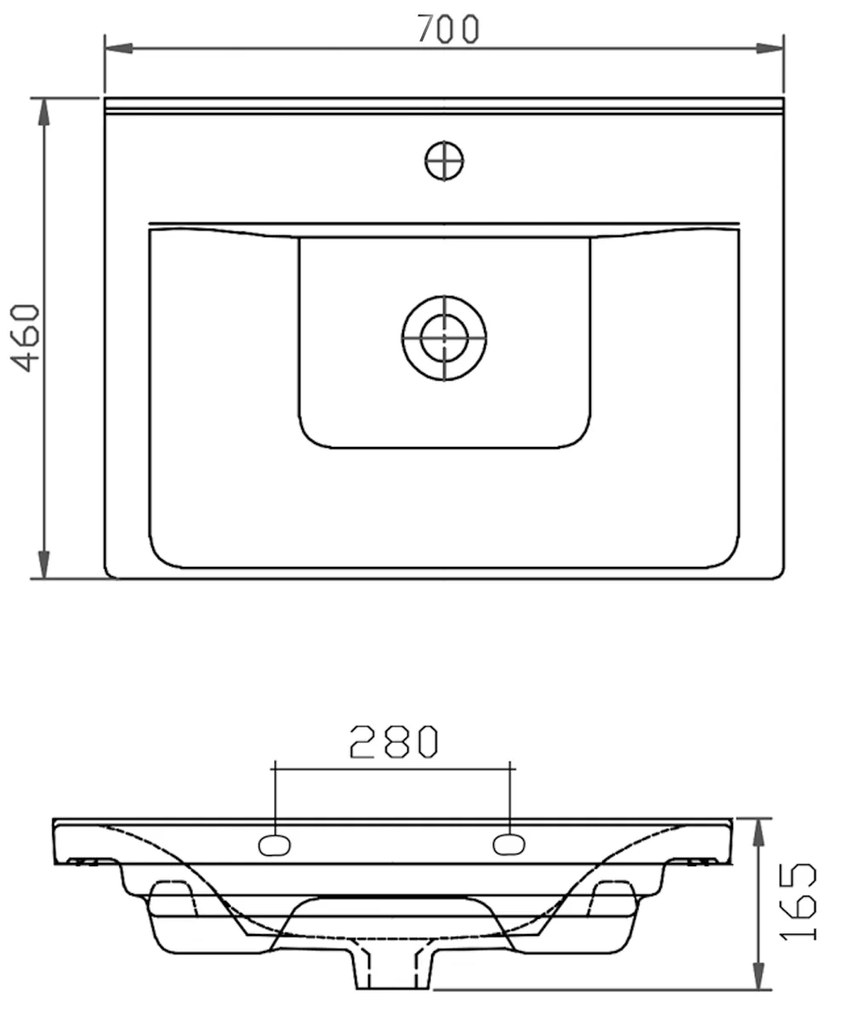 Sapho, SAVA 70 nábytkové umyvadlo 70x16,5x40 cm