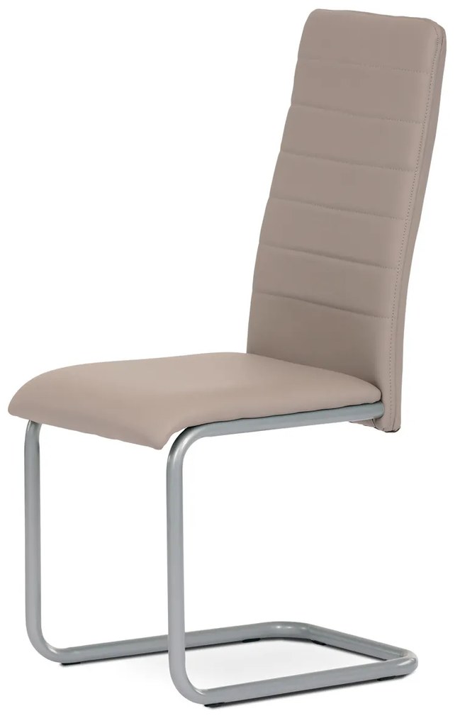 AUTRONIC Židle jídelní, lanýžová koženka, kov šedá