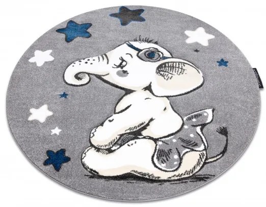 Dywany Łuszczów, Dětský kusový koberec Petit Elephant stars grey kruh, 120x120 (průměr) kruh, šedá, dětský pokoj