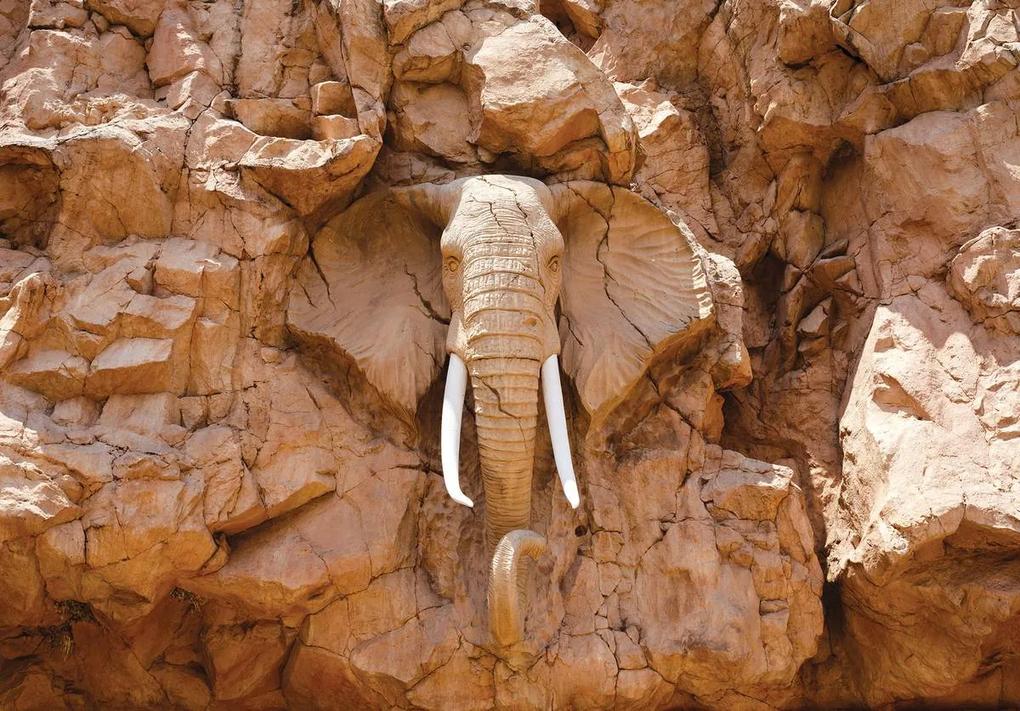 Fototapeta - Slon vytesaný ve skalách (254x184 cm)
