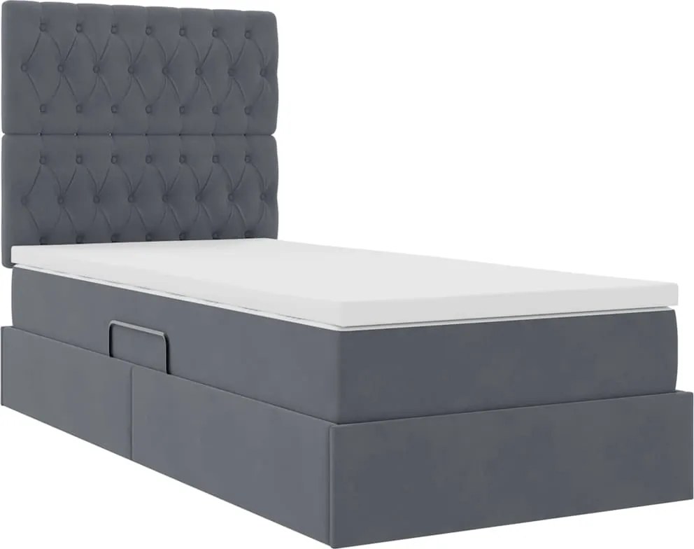Postel s úložným prostorem a matrací Tmavě šedá 100 x 200 cm 3372070