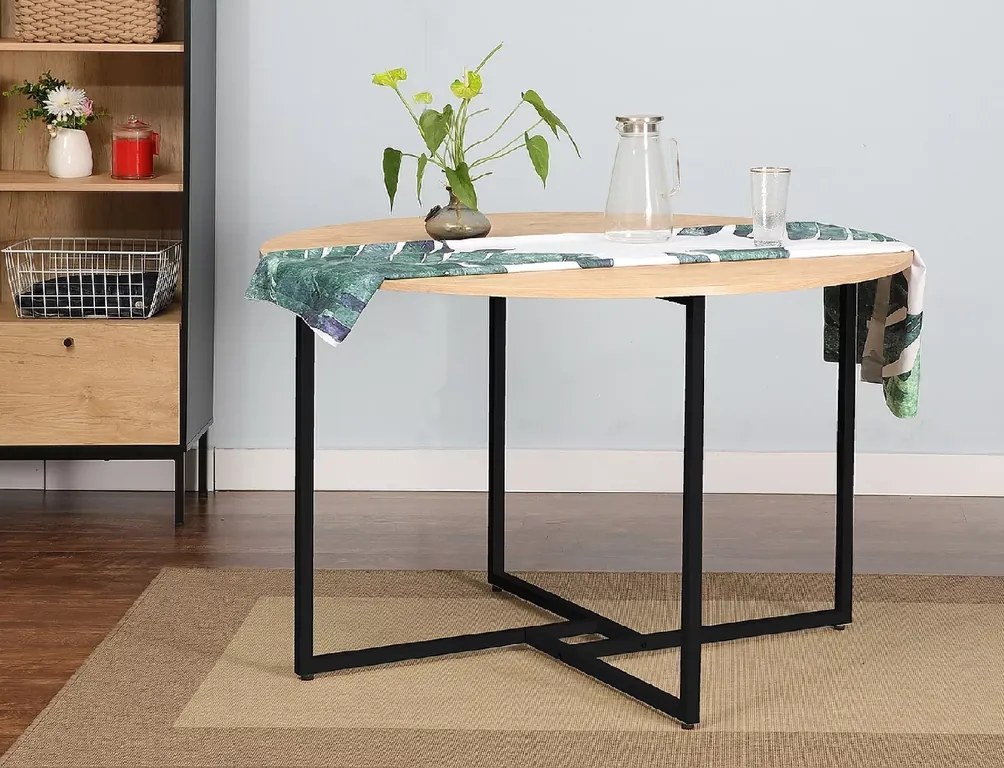 Kulatý jídelní stůl s deskou v dekoru dub ALTO 120x120
