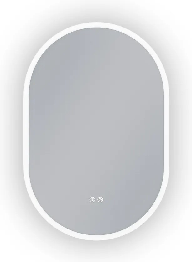 Erga Demi, oválné LED zrcadlo 60x90cm, 3 barvy světla, přední osvětlení, topná podložka proti zapaření, ERG-V01-Demi-6090-CL