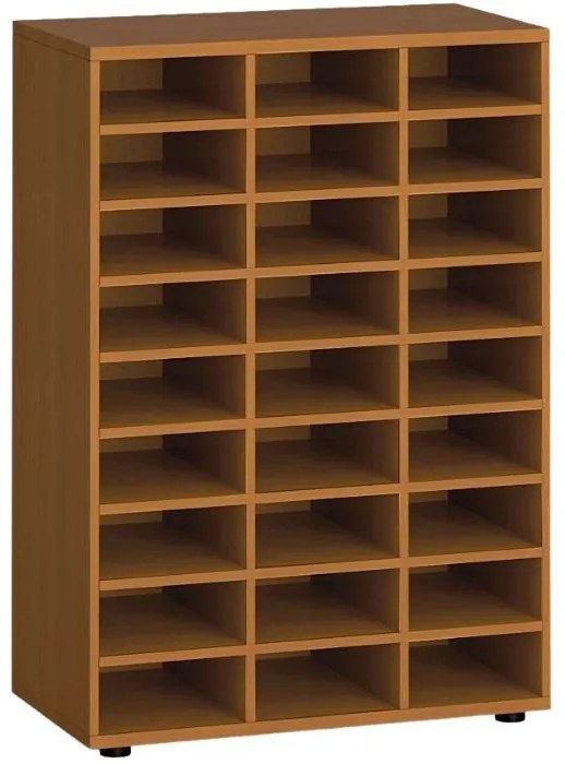 Třídící regál PRIMO Classic, 800 x 400 x 1129 mm, 27 přihrádek, třešeň