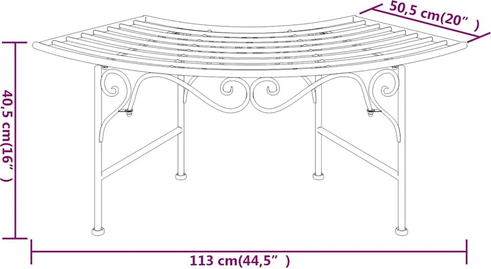 Lavice kolem stromu 113 cm černá ocel 318826